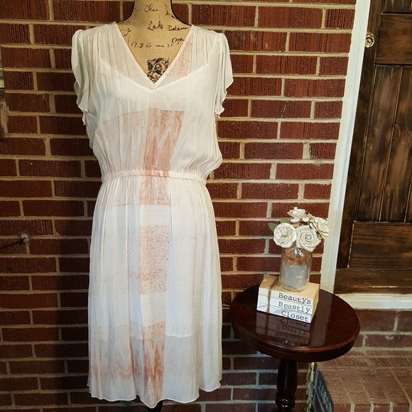 Frye | Dresses | Frye Shibori Deauville Mauve Flutter Sleeve Dress ...